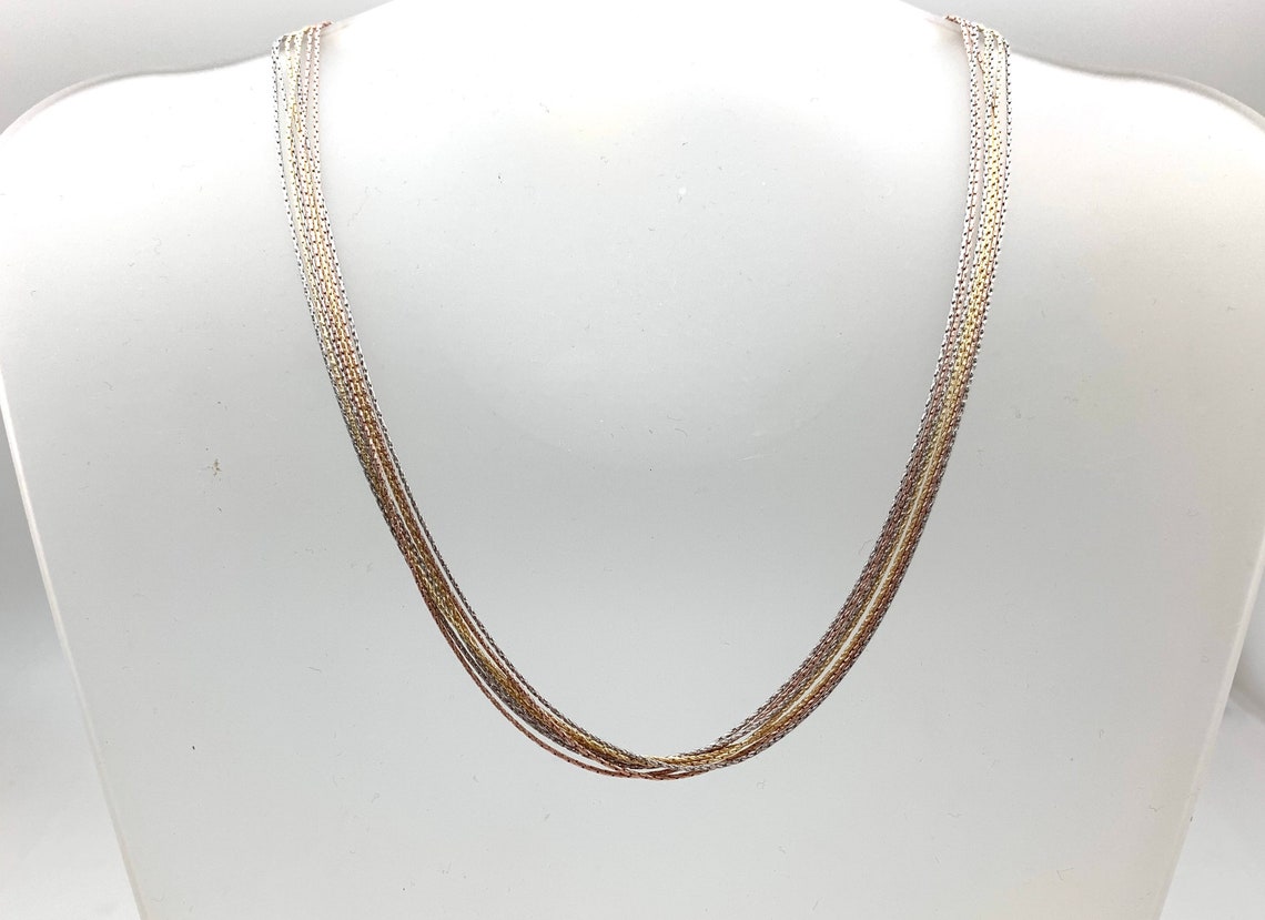 Mix Metal Multi Strand Chain 17 Inches / Gold Silver Rose - Etsy