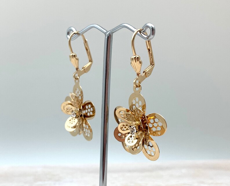 Gold Flower Earrings Gold Flower Cut Out Earrings lacy - Etsy