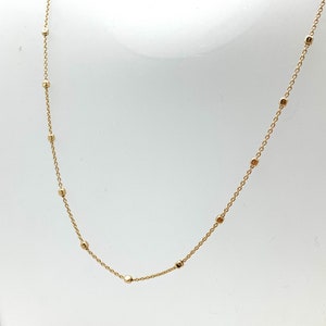 18K Gold Plated Sterling Silver Bead Station Chain, 2.5mm Square Beads ...
