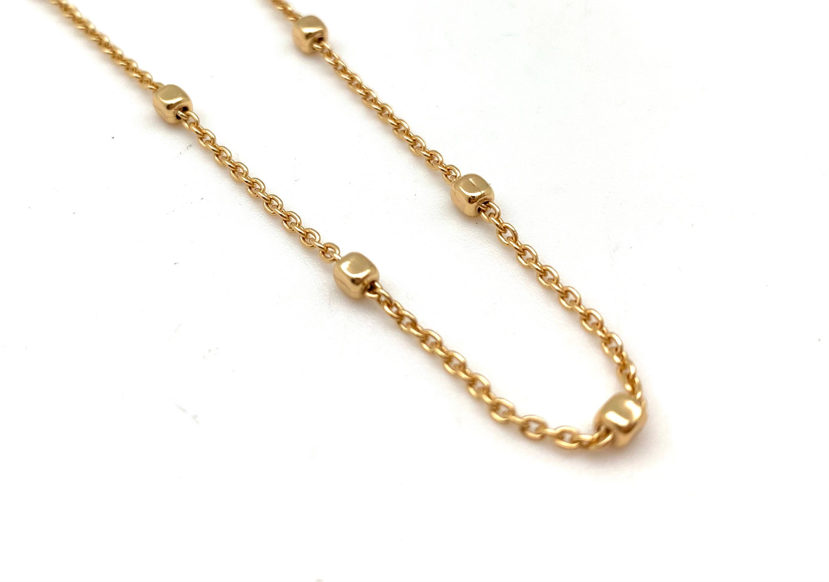 Gold Bead Station Chain 16", 18", 20" // 2.5mm Square Bead // Gold ...