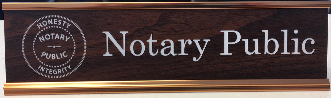 Walnut Notary Desk Sign. This Notary Sign Includes a Cool Logo That ...
