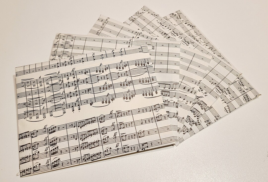5 Sheet Music Envelope Set Handmade Recycled DIY Mail Art Stationary ...
