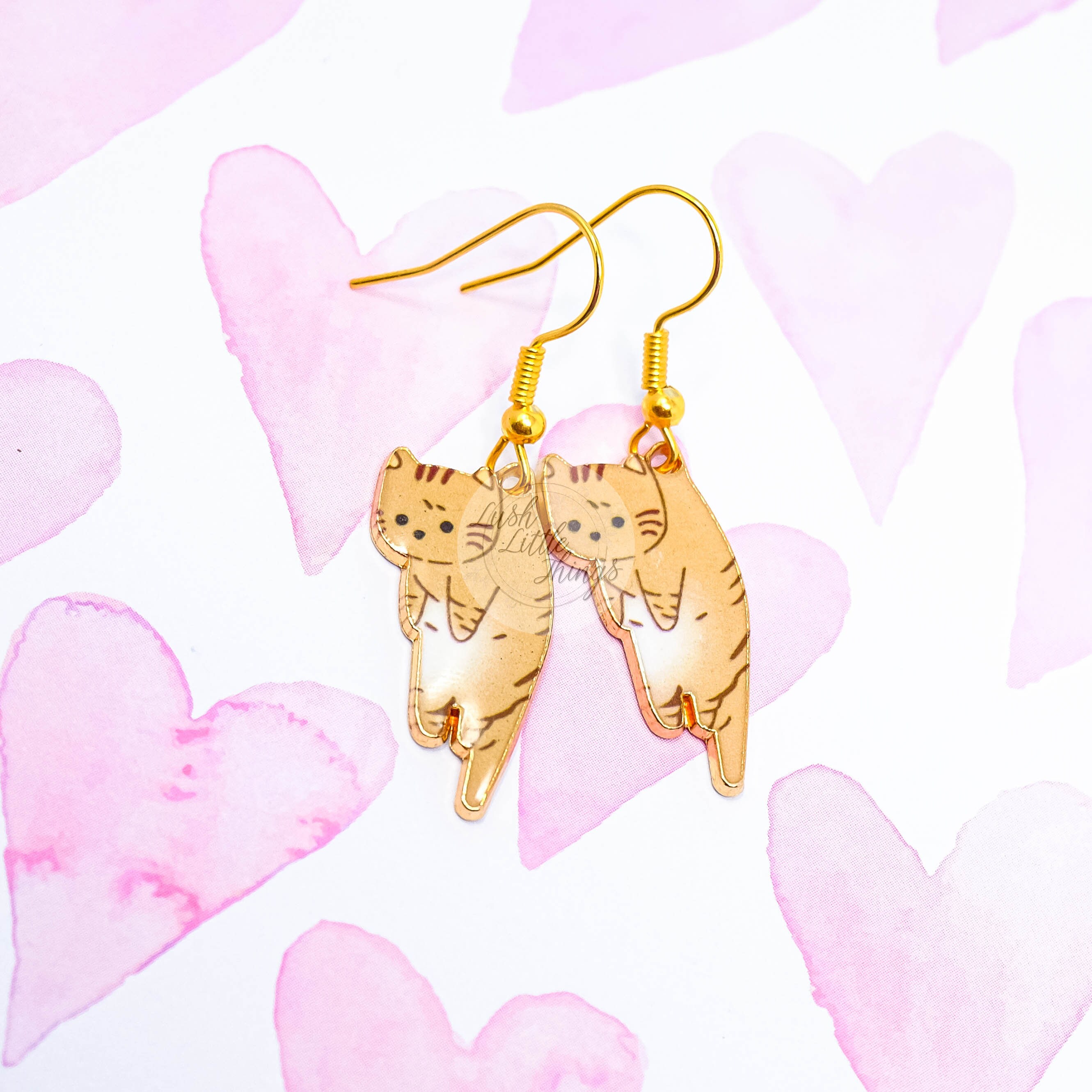 Cat Earrings Cute Cat Earrings Hanging Cat Earrings | Etsy