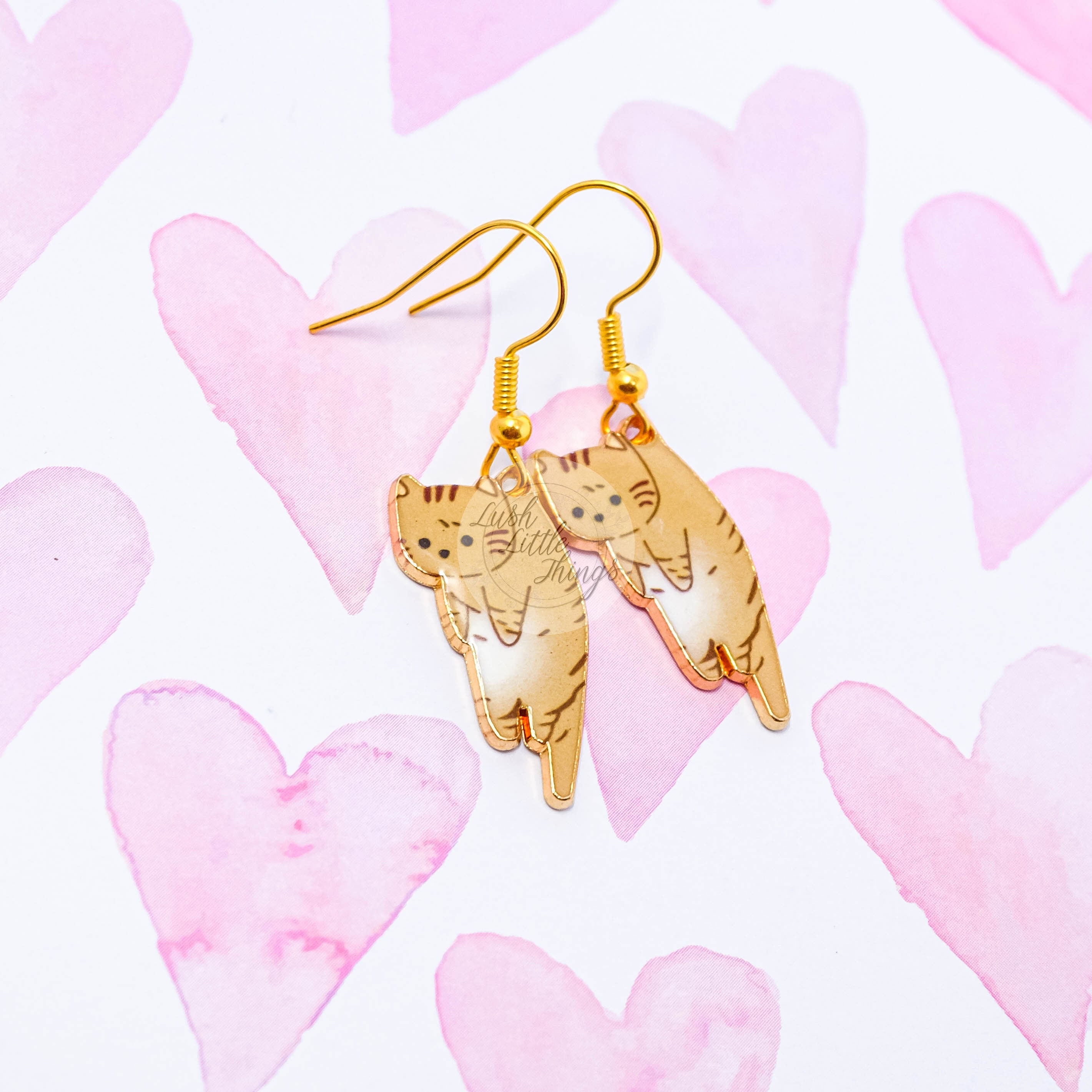 Cat Earrings Cute Cat Earrings Hanging Cat Earrings | Etsy