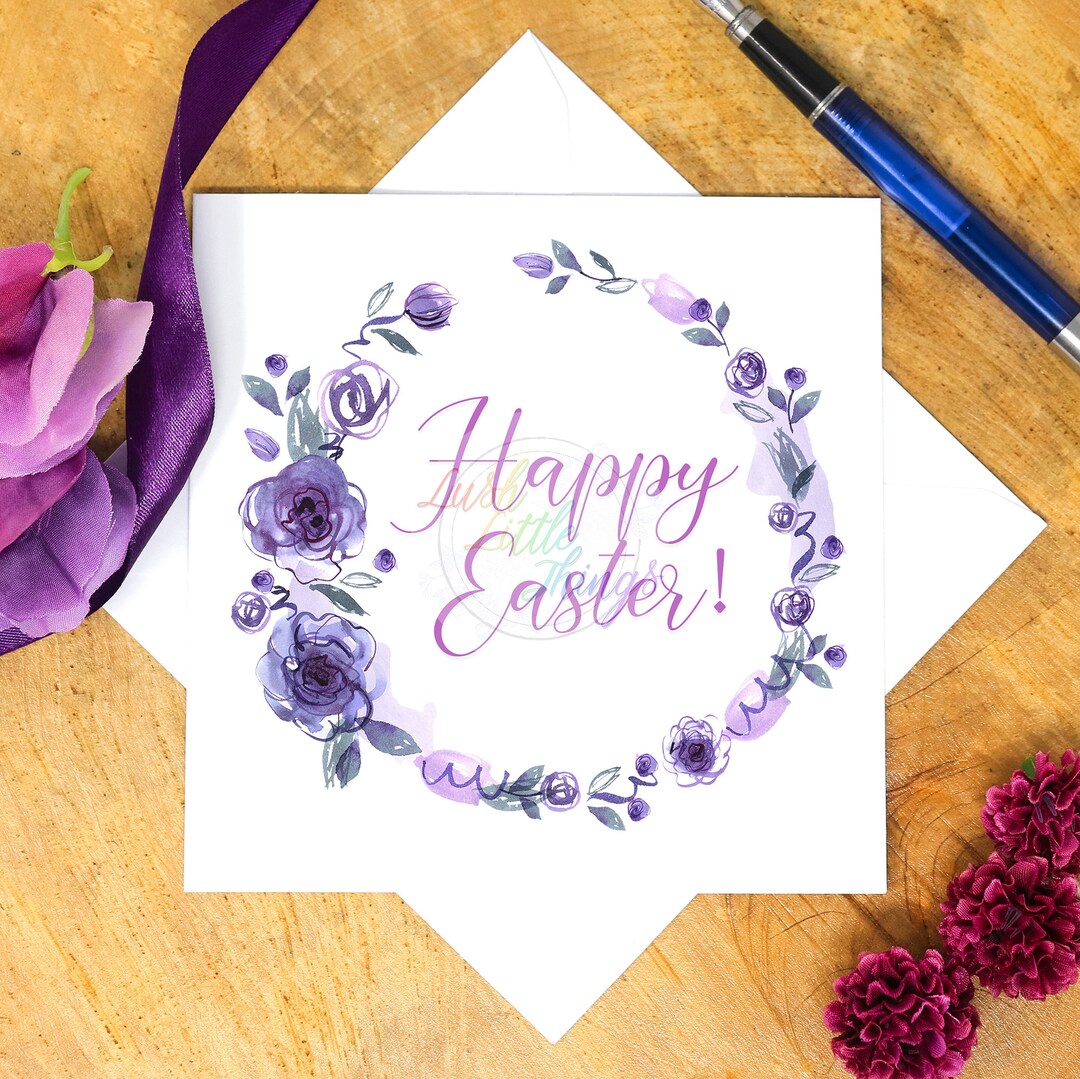 Easter Flowers Card | Purple Flowers Cards | Floral Card | Easter Card ...