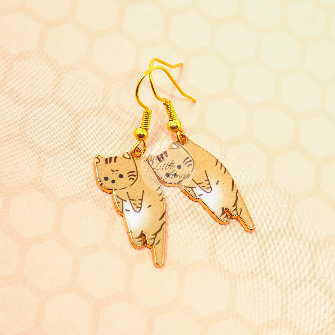 Cat Earrings Cute Cat Earrings Hanging Cat Earrings | Etsy