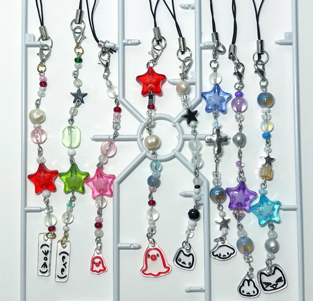 Shrinky Dink Bead Keychain Phone Strap [ Cute Octo Puppy Toro Emoticon ...