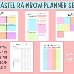 Planner Set Pastel Rainbow Instant Download Letter Size 8.5x11 PDF to ...