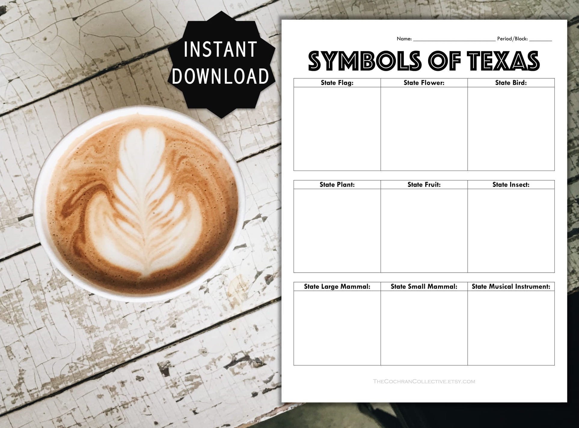 Texas State Symbols Worksheet Printable- Texas History - Texas Teacher ...