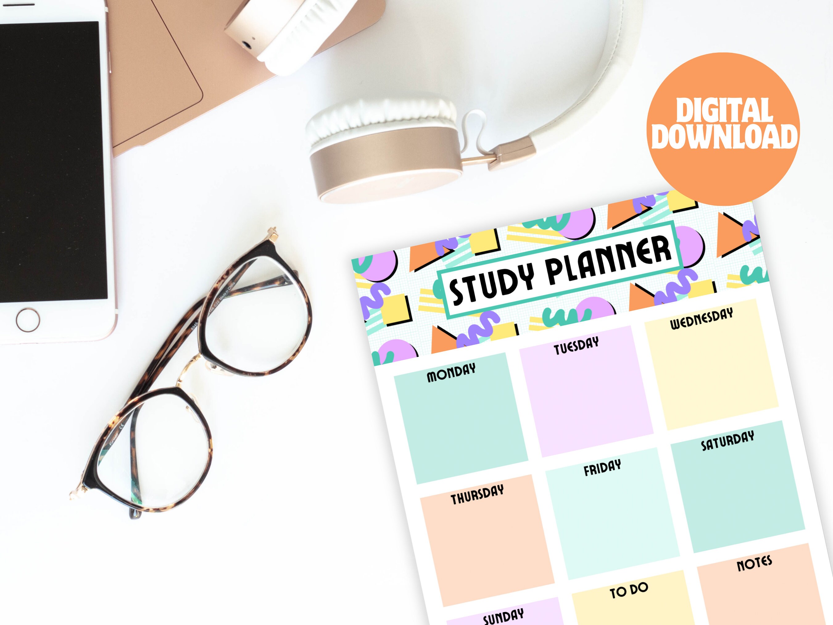 Weekly Study Planner 90s Retro Study Planner Instant - Etsy