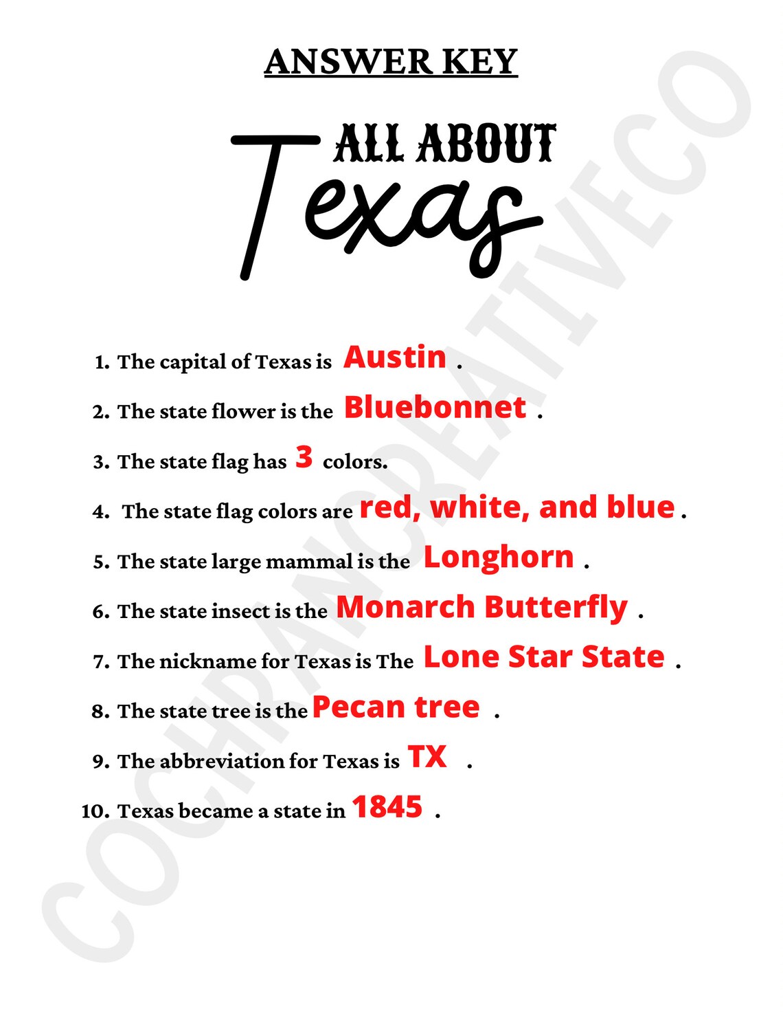 All About Texas Worksheet - Texas History Worksheet - Texas Teacher PDF ...