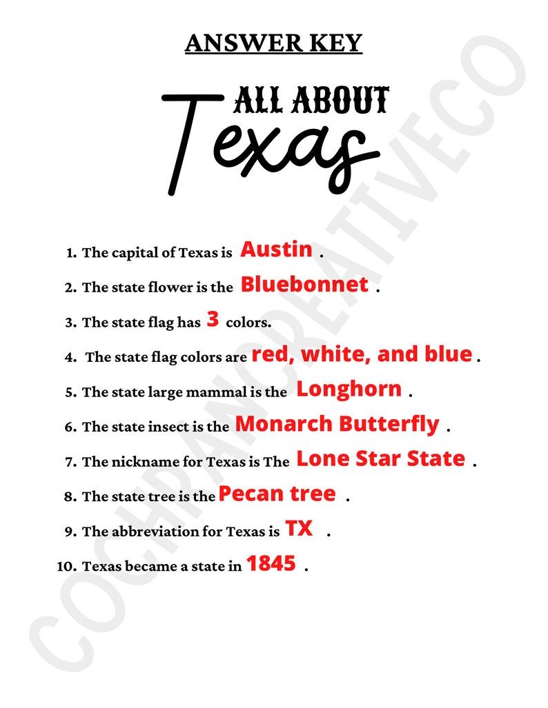 All About Texas Worksheet - Texas History Worksheet - Texas Teacher PDF ...