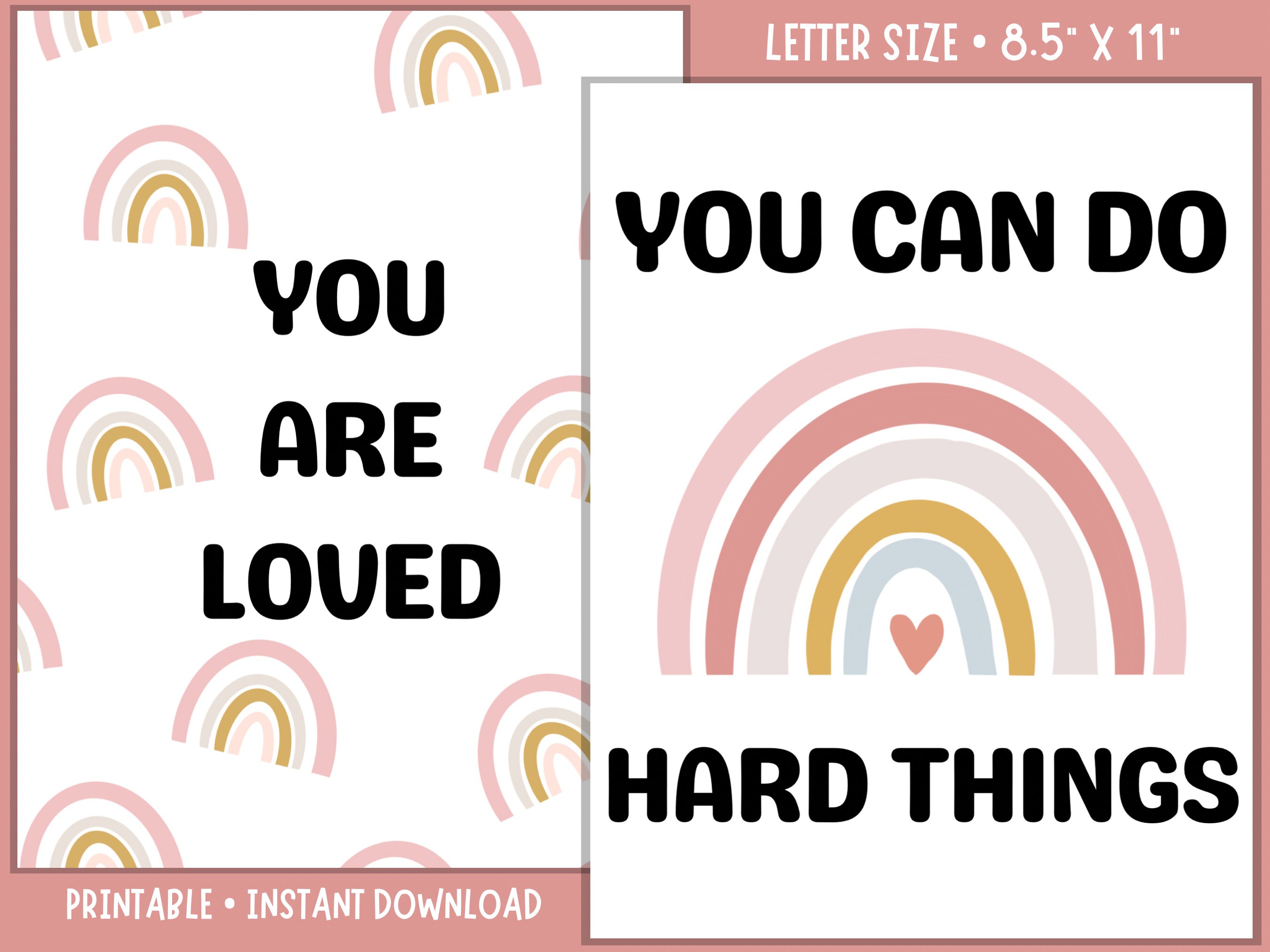 Set of 10 Rainbow Classroom Decor Set - Letter Size 8.5”x11” Printable ...