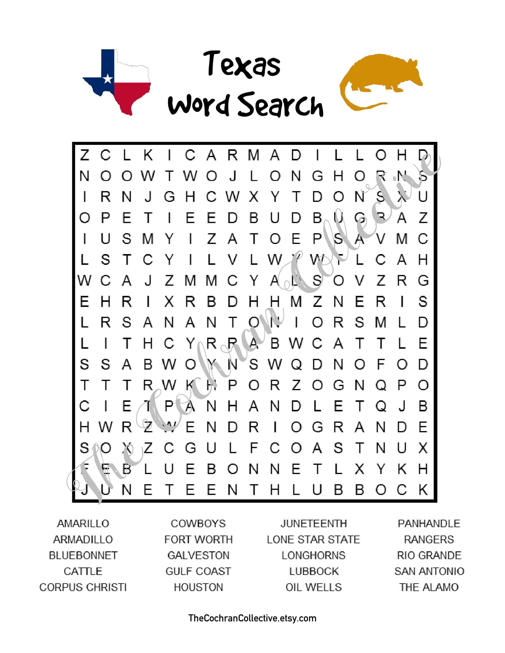 Texas Word Search Texas Teacher Activities Texas History Etsy 