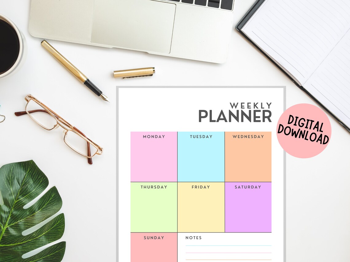 Planner Set Pastel Rainbow Instant Download Letter Size 8.5x11 PDF to ...