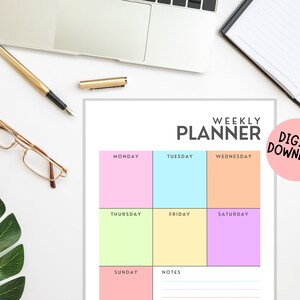Planner Set Pastel Rainbow Instant Download Letter Size 8.5x11 PDF to ...
