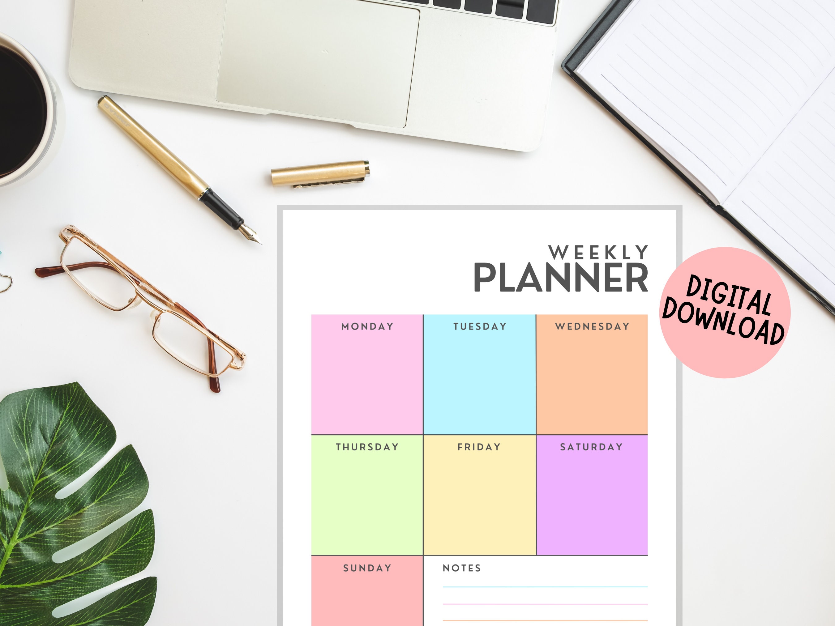 Planner Set Pastel Rainbow Instant Download Letter Size 8.5x11 PDF to ...