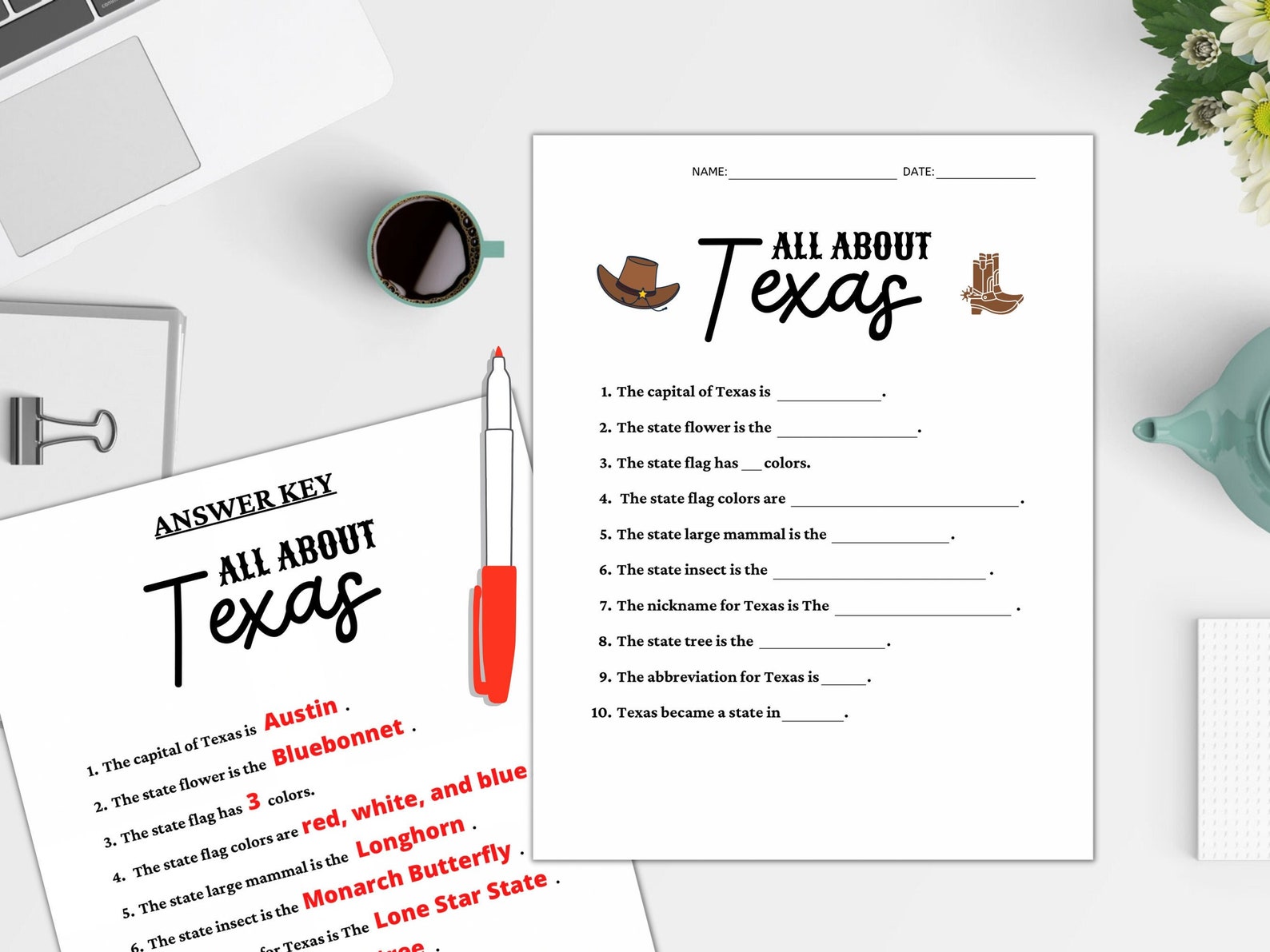 All About Texas Worksheet - Texas History Worksheet - Texas Teacher PDF ...