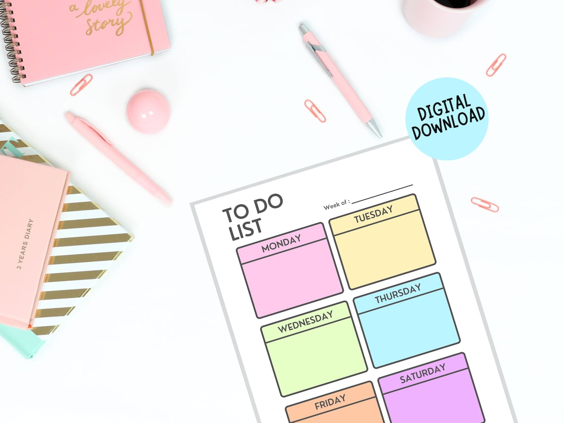 Planner Set Pastel Rainbow Instant Download Letter Size 8.5x11 PDF to ...