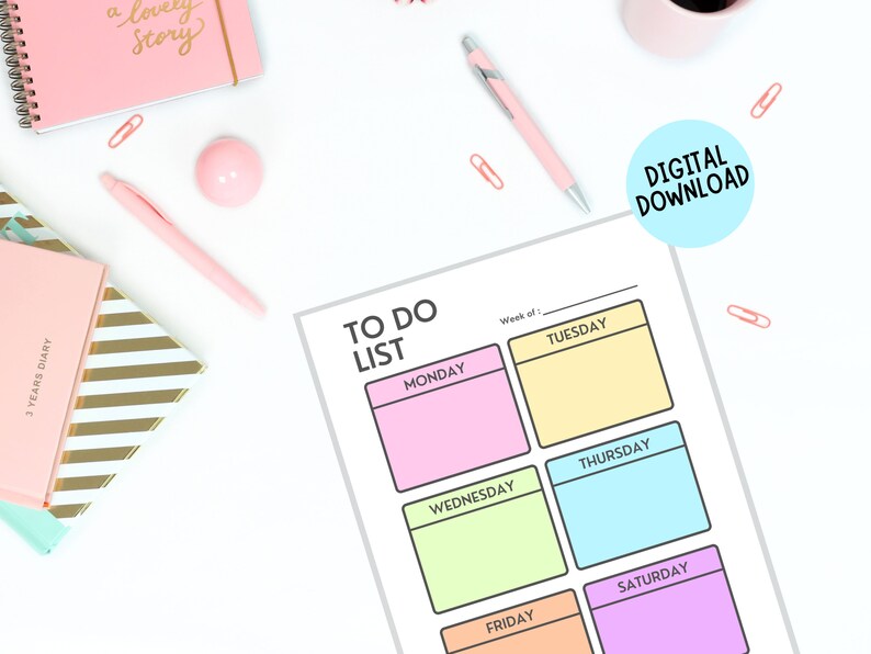 Planner Set Pastel Rainbow Instant Download Letter Size 8.5x11 PDF to ...