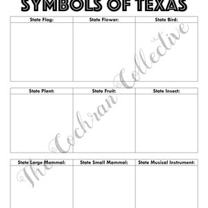 Texas State Symbols Worksheet Printable- Texas History - Texas Teacher ...
