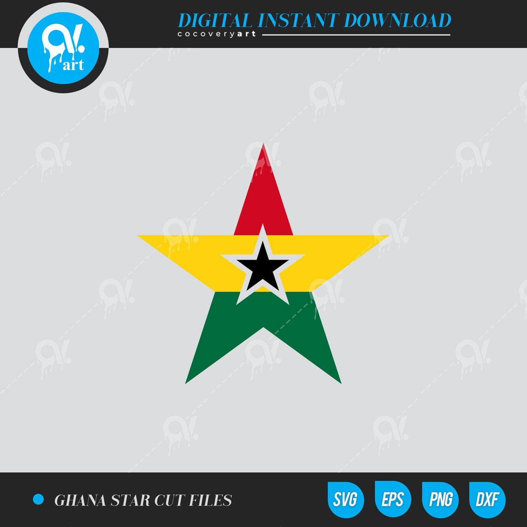 GHANA Black Star National Nation Flag Ai, Eps, Dxf, Svg, Png Cut File ...