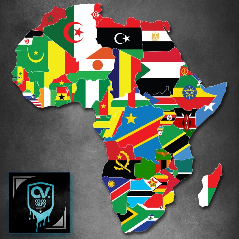 African Countries Map Flags All Countries Png Ai File For Etsy