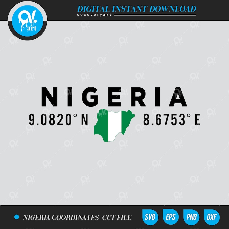 Nigeria Coordinates SVG Cut Files Instant Download - Etsy
