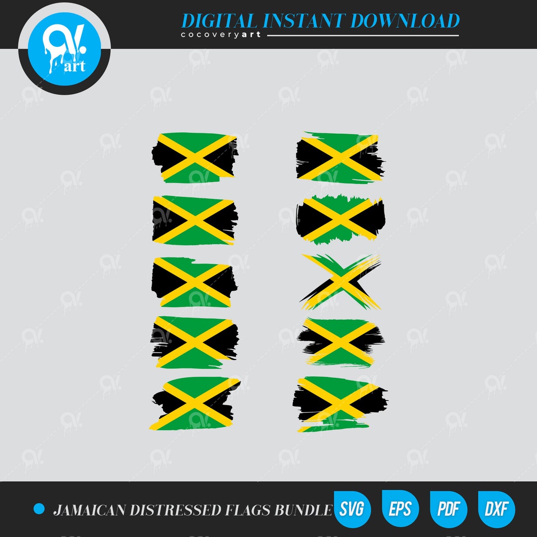 Distressed Jamaican Flag SVG Bundle: Vector Cut Files (digital Download ...