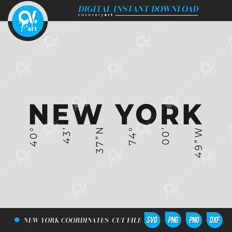 New York Latitude and Longitude SVG Cut Files Vector Files Clip Art Cut ...