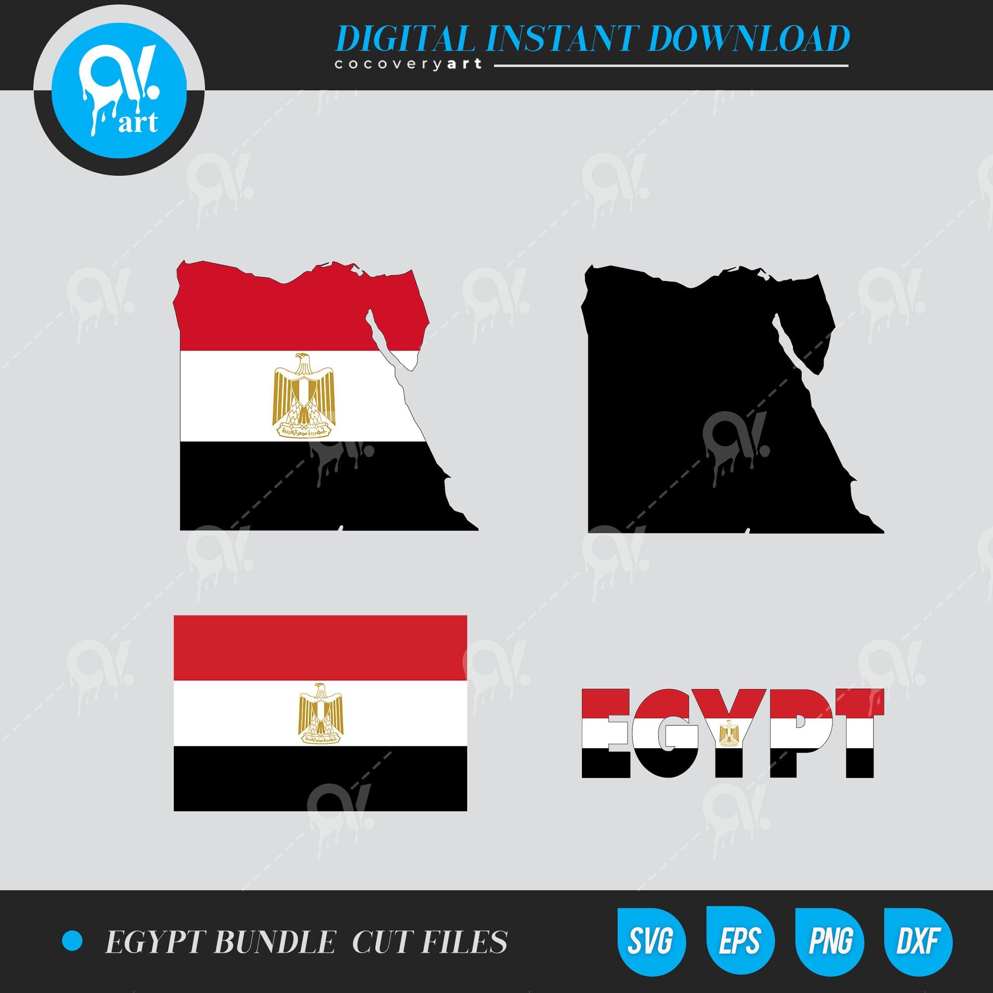 Egypt Flag Map 4 Files SVG Ai EPS PNG Cut File for Cutting Machines ...