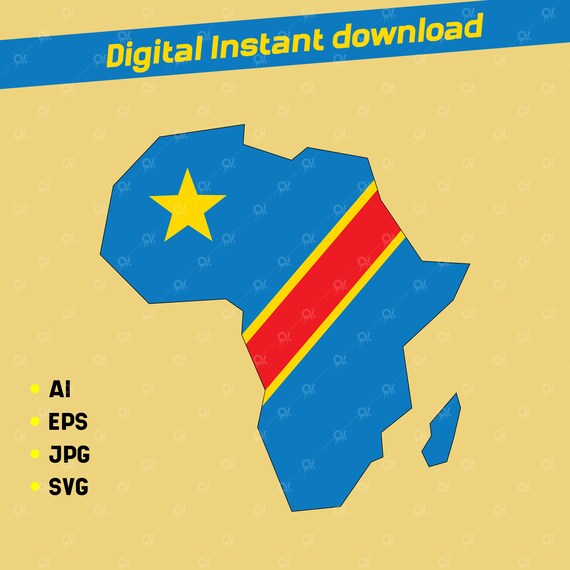 African Map DR Congo Flag Map All Countries Ai. Eps Jpg SVG | Etsy