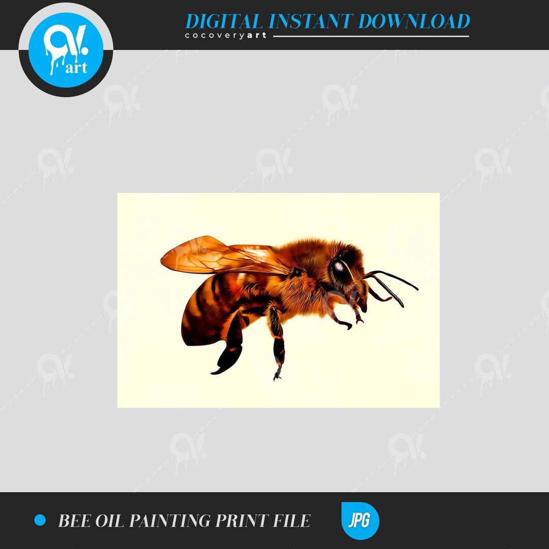 Printable Wall Art Bee Oil Painting Vintage Art Print Digital ...