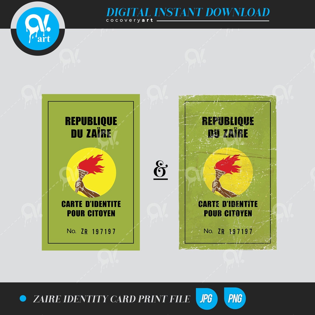 Zaire Identity Card Print: 2 Versions (digital Download) - Etsy