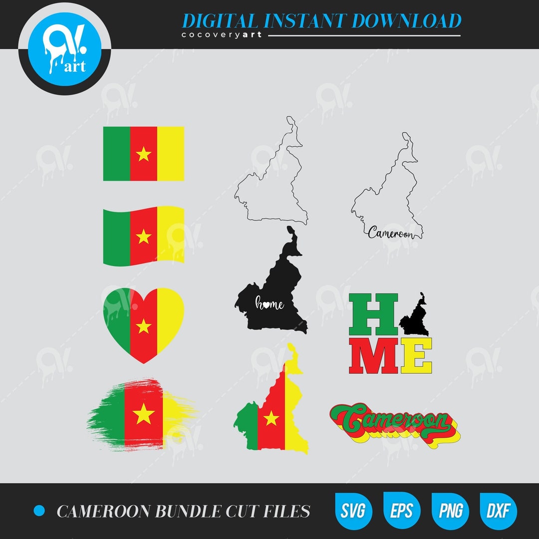 Cameroon Flag Map SVG Bundle: Cut Files for Cricut, Silhouette (digital ...