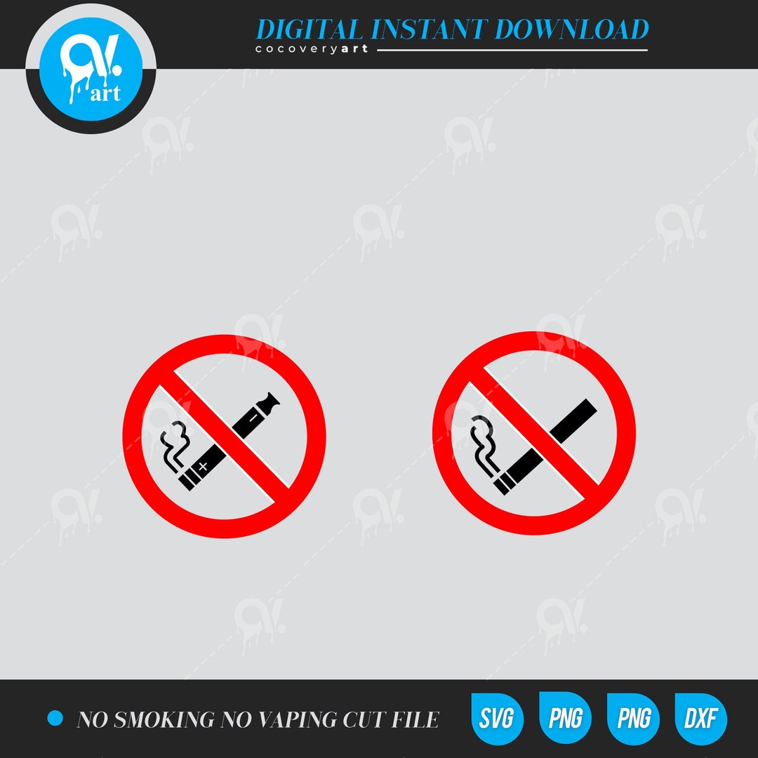 No Smoking No Vaping Sign SVG Cut Files Vector Files Clip Art Cut Files ...