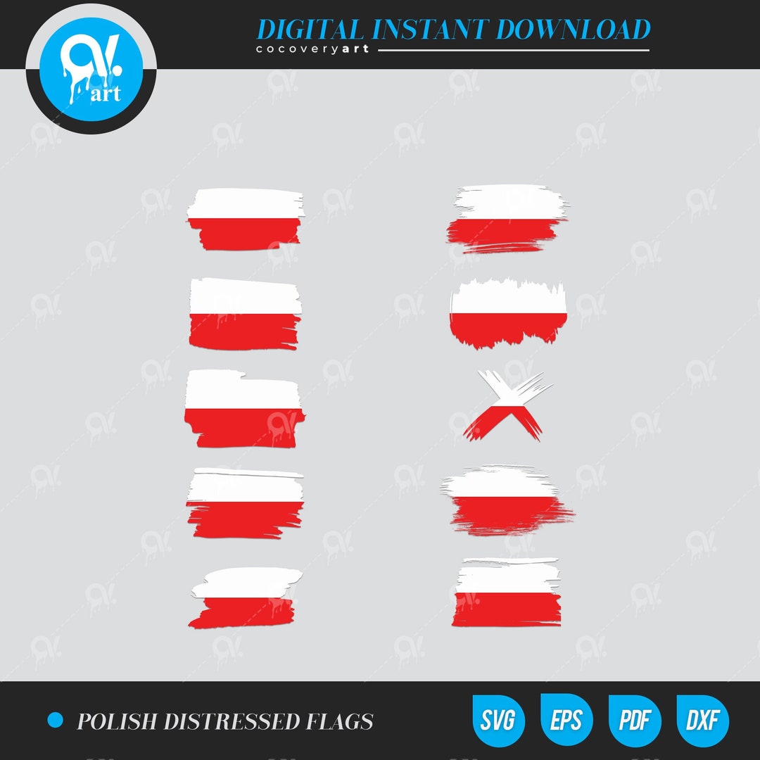 Polish Distressed Flags SVG: Brush Stroke Cut Files (digital Download ...