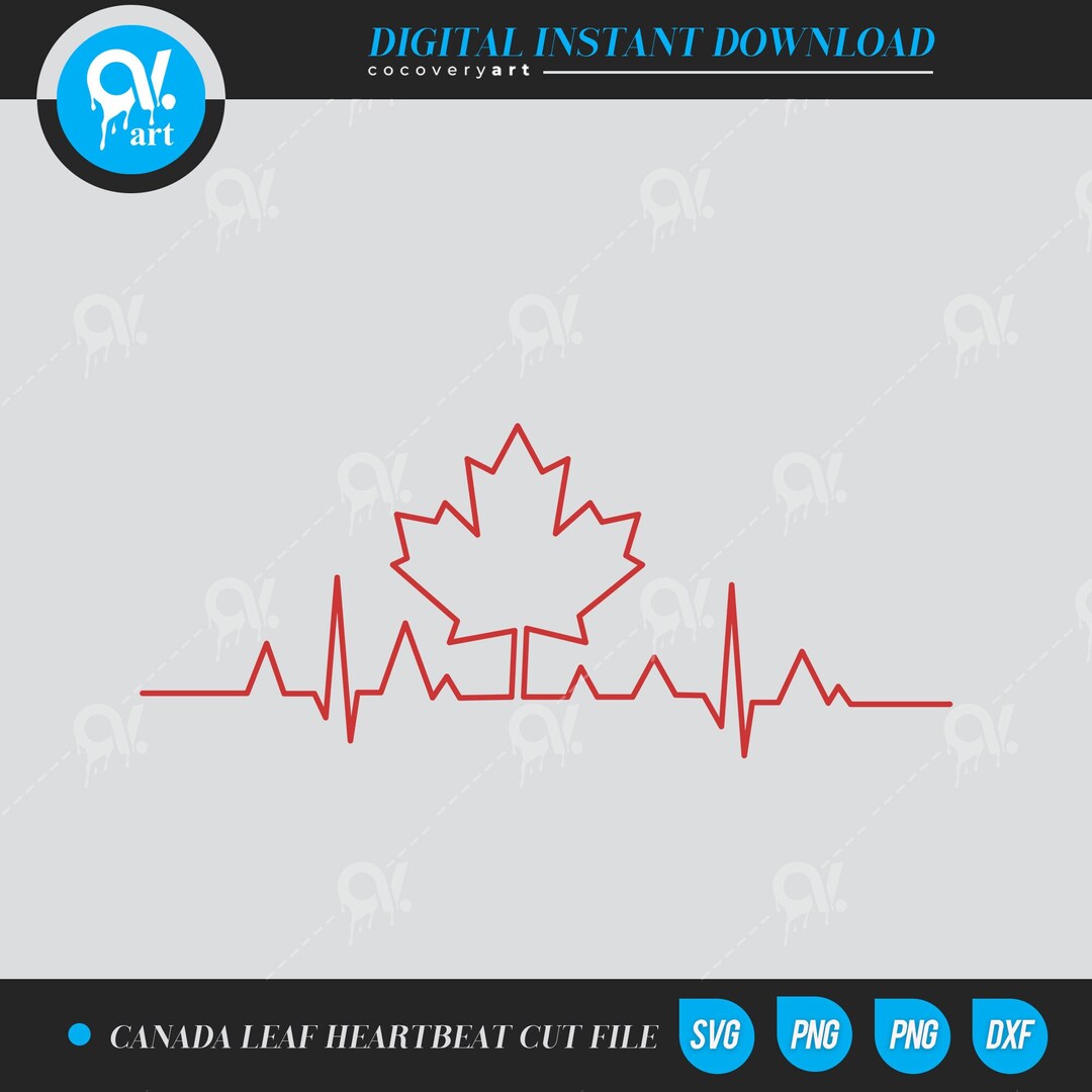 Canada Leaf Heartbeat Pulse SVG Cut Files Vector Files Clip Art Cut ...