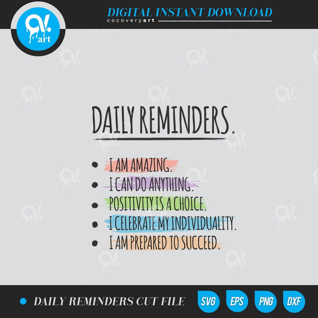 Daily Reminders SVG Cut Files Daily Reminders Vector Files Clip Art ...
