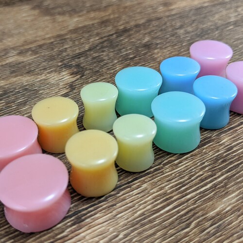 Pastel Rainbow Plug Set Six Color Plug Set Round Gauges - Etsy