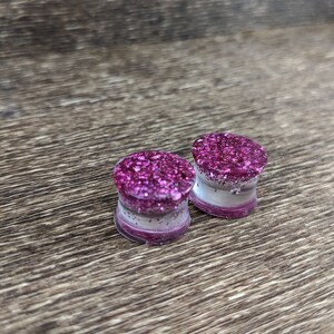Hot Pink Glass Glitter Plugs Pink Glitter Plugs Glitter - Etsy