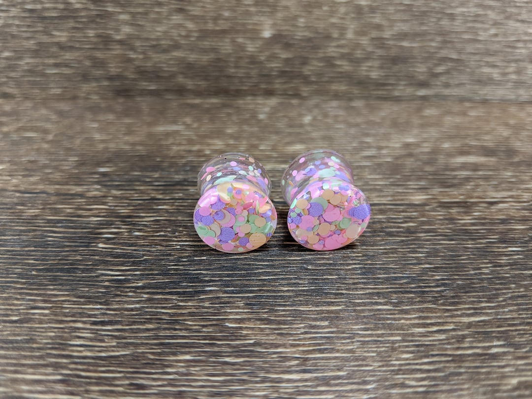 Confetti Round Plugs, Pastel Dot Plugs, Glitter Gauges, Easter Gauges ...