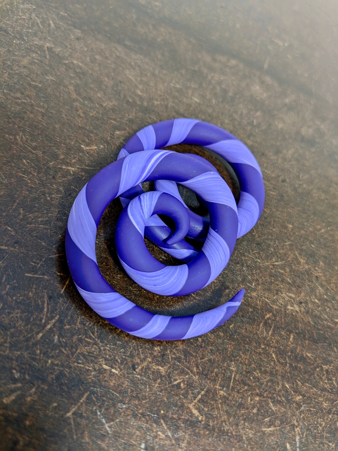 Purple Twist Striped Hoops Earrings for Gauged Ears, Monochromatic ...