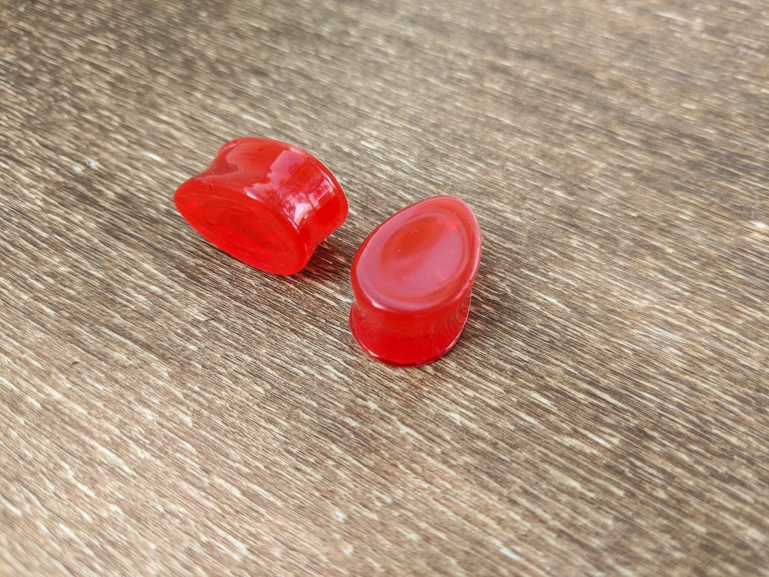 Red Orange Teardrop Plugs, Teardrop Gauges, Tear Drop, Double Flare ...
