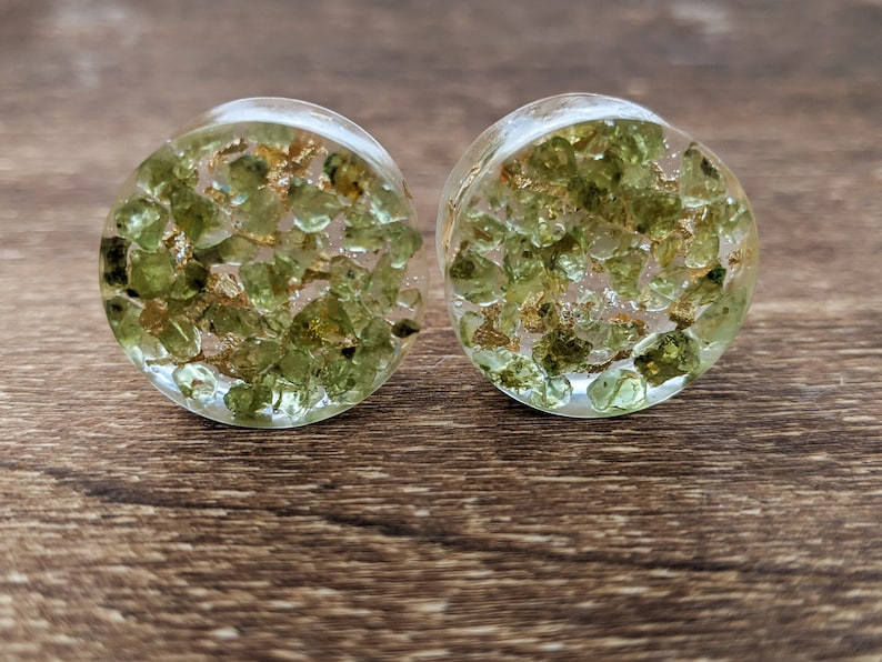 Gemstone Plugs, Peridot Plugs, Gold Flake Gauges, Gemstone Gauges ...