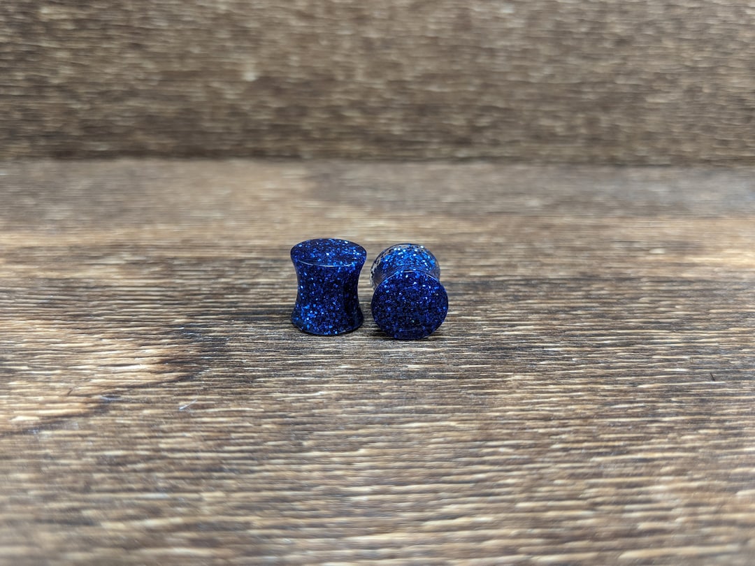 Blue Small Glitter Plugs, Blue Plugs, Blue Glitter Gauges, Double Flare ...
