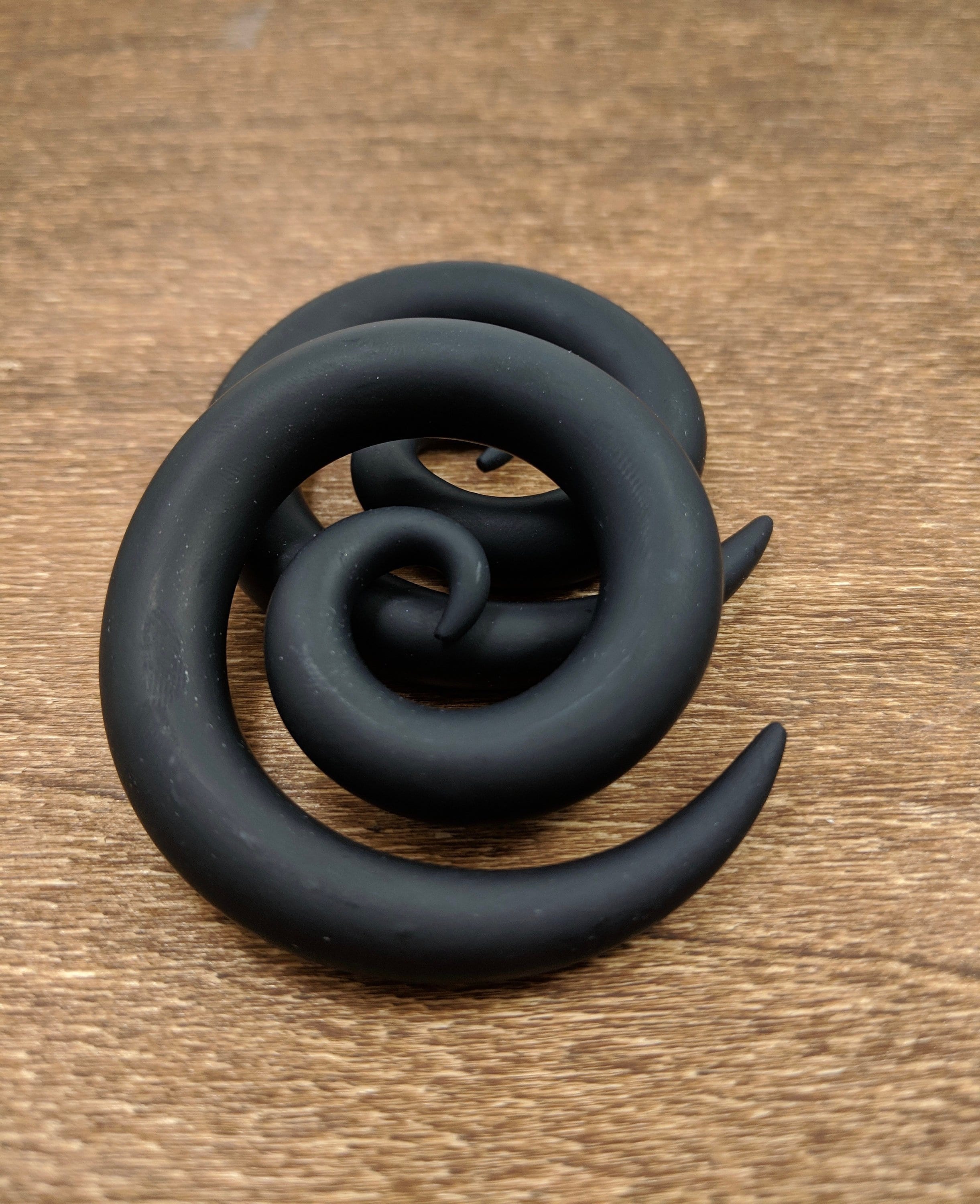 Matte Black Spiral Gauged Earrings Gauges Handmade Earrings - Etsy