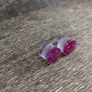 Hot Pink Glass Glitter Plugs Pink Glitter Plugs Glitter - Etsy