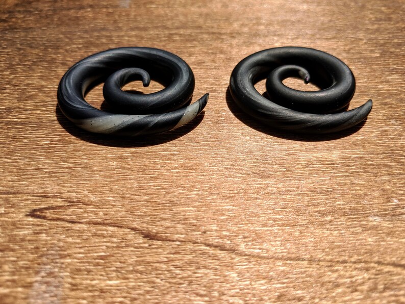 Black Granite Graphite Marbled Gauges Handmade Clay Gauges | Etsy