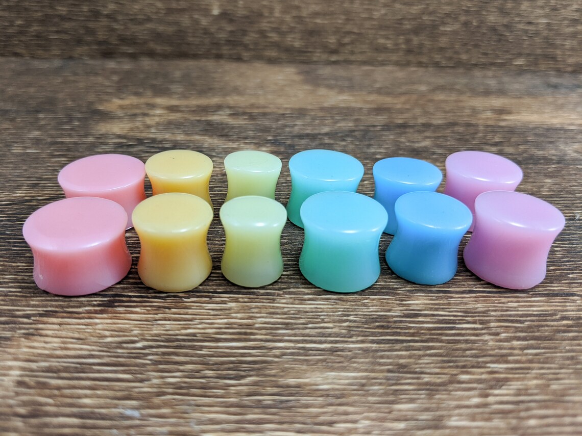 Pastel Rainbow Plug Set Six Color Plug Set Round Gauges - Etsy